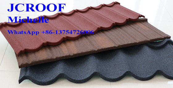 Colorful Stone Coated Metal Roofing Tiles Alu -Zinc Steel Sheet  ISO9001 Standard