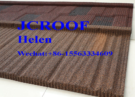 Beautiful home Stone Chip Coated Steel Roof Tiles 1340*420mm Colorful Sand