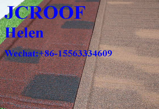Shingle Stone Chip Coated Steel Roof Tiles 1340*420mm colorful stone chips