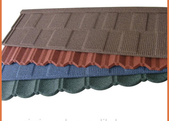 Water proof Stone Coated Steel Shingles , Corrugated Galvanised Steel Roofing Sheets