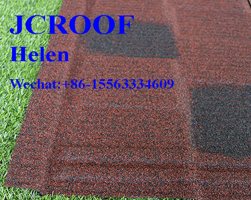 Customized Color Stone Coated Roof Tile 0.4mm Red Black Shingle , Metal Roof Shingles