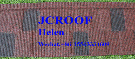 Customized Color Stone Coated Roof Tile 0.4mm Red Black Shingle , Metal Roof Shingles