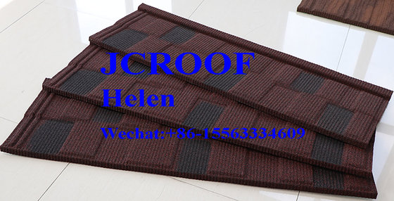 Customized Color Stone Coated Roof Tile 0.4mm Red Black Shingle , Metal Roof Shingles