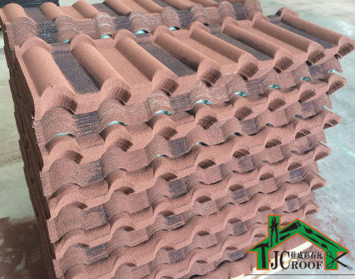 Building Material Stone Coated Metal Shingles Zinc-Aluminum Coating And Stone Chip