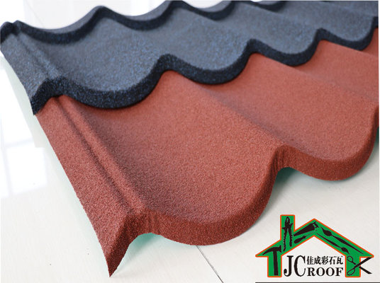 Building mateiral Stone Chip Coated Metal Roof Tiles 0.38mm - 0.50mm Thickness