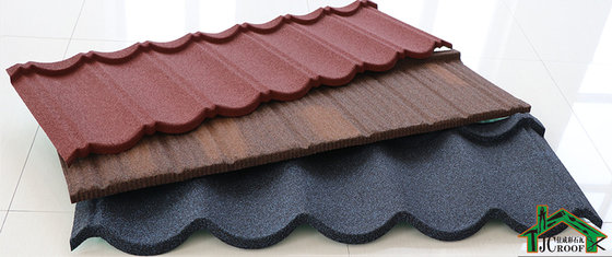 Building mateiral Stone Chip Coated Metal Roof Tiles 0.38mm - 0.50mm Thickness