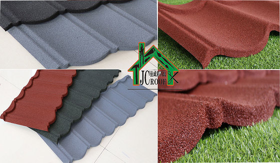 Metal Roof Panels Alu-Zinc Metal Sheet color stone chips 1340*420 mm Size