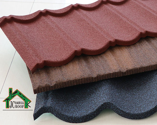 Metal Roof Panels Alu-Zinc Metal Sheet color stone chips 1340*420 mm Size
