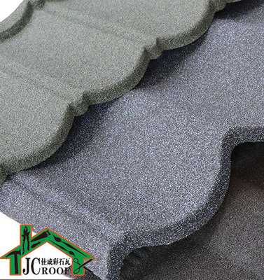 Alu-Zinc plate Stone Chip Coated Metal Roof Tiles  Ripple Model 1340*420mm