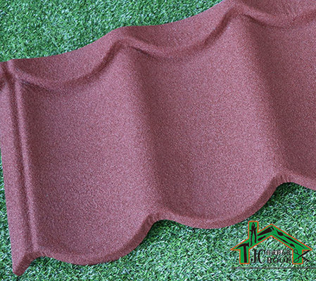 Alu-Zinc plate Stone Chip Coated Metal Roof Tiles  Ripple Model 1340*420mm