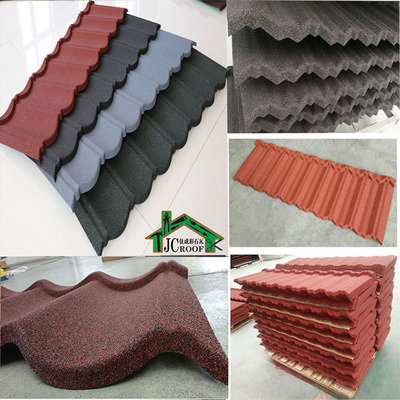 Economical light weight Colorful Stone Coated Metal Roofing Tiles Ripple Model 1340*420mm