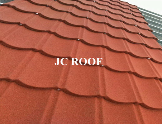Color Sand Stone Coated Steel Roof Tiles , Stone Coated Metal Roofing Environmental Friendly