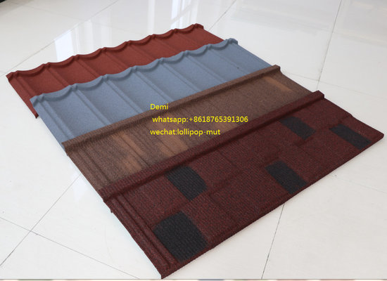 Flat Stone Coated Shingles , Stone Coated Steel Tiles 2.8kg Weight & 10 Popular Colors