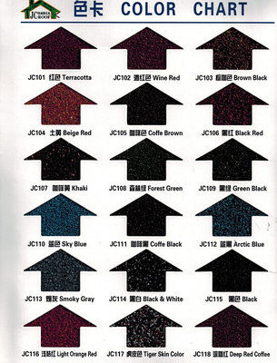 Flat Stone Coated Shingles , Stone Coated Steel Tiles 2.8kg Weight & 10 Popular Colors