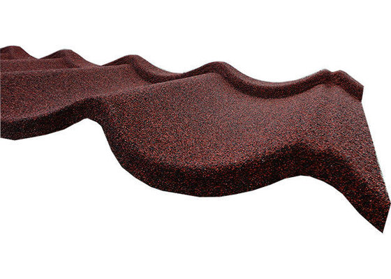 Red Color Stone Coated Steel Roof Tiles Simple Installation 0.4mm Thickness