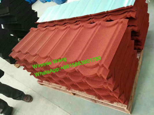 Factory supply colorful stone chips coated Alu-Zinc Steel roof tile,windproof, waterproof roofing tiles