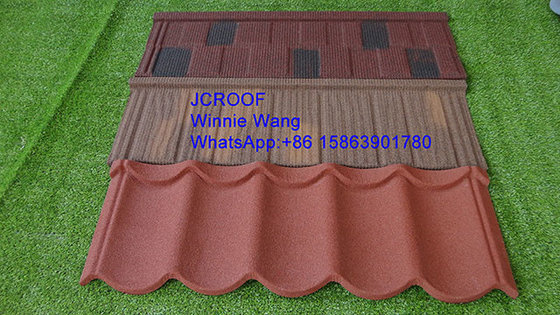 Factory supply colorful stone chips coated Alu-Zinc Steel roof tile,windproof, waterproof roofing tiles