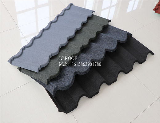 Factory supply colorful stone chips coated Alu-Zinc Steel roof tile,windproof, waterproof roofing tiles