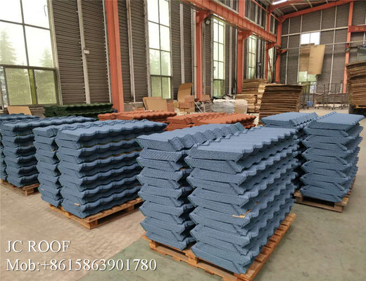 Factory supply colorful stone chips coated Alu-Zinc Steel roof tile,windproof, waterproof roofing tiles