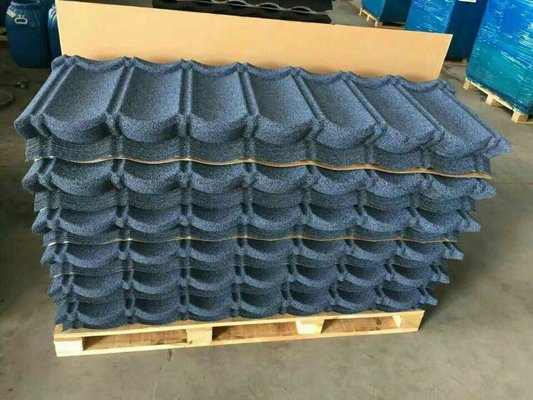 Color Stone Coated Steel Roof Tiles , Stone Coated Roofing Sheet Alum - Zinc Steel Sheet Material