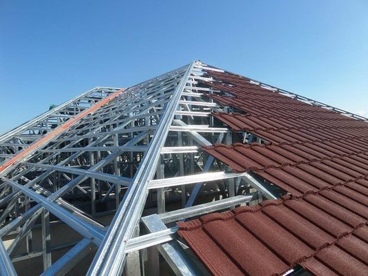 Economic 30 years guarantee stone chip coated steel roof tiles