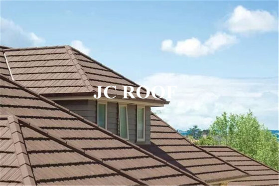 Aluminium - Zinc Material 0.4mm Thickness Colorful Stone Coated Metal Roofing Tiles