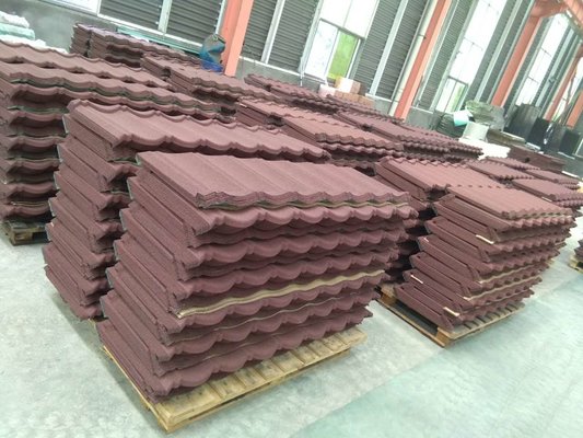 Long Lifespan Stone Coated Steel Roofing Tile Excellent Fire Resistance