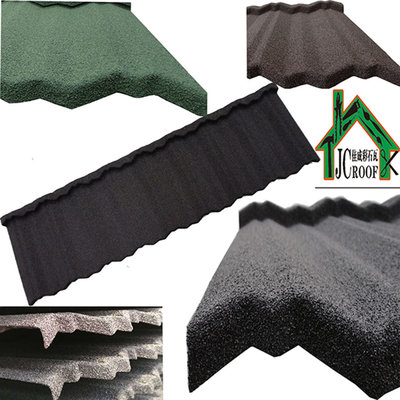 Economical light weight Colorful Stone Coated Metal Roofing Tiles Ripple Model 1340*420mm