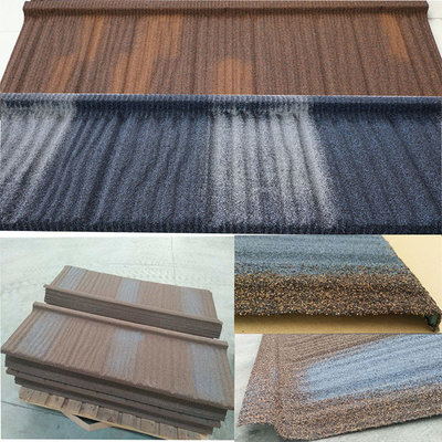 CE Stone Chip Coated Metal Roof Tiles size 1340*420mm environment friendly
