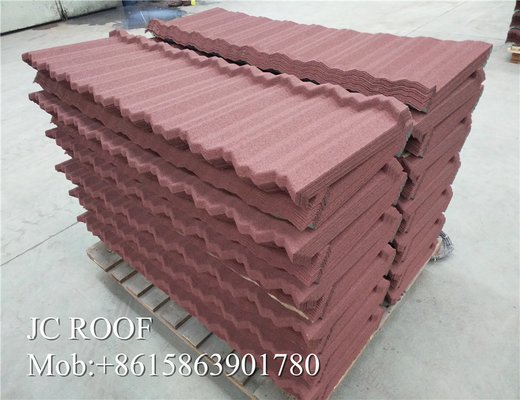 Building Material Stone Coated Roofing Sheet , Stone Chips Coated Metal Roof Tile Shingles