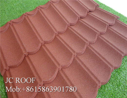 Colorful Stone Chip Coated Metal Roof Tiles / Steel Roofing Tile Sheet