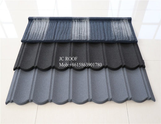 Coffee Brown Color 0.4 mm Stone Coated Steel Roofing Sheet sizes , 1340 x 420 mm Metal Roofing Tiles