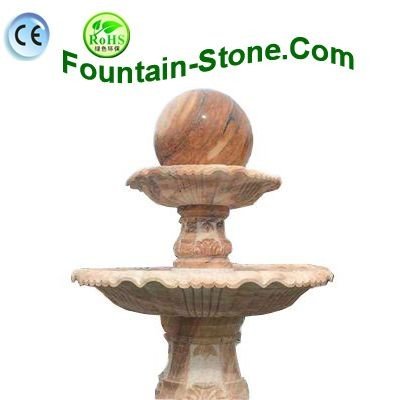 Hebei Quyang Sunset Red Marble Water Fountain With Floating Sphere Ball