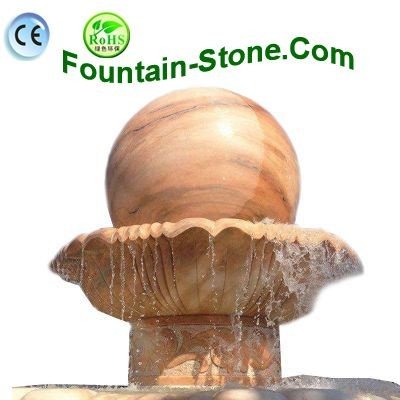 Hebei Quyang Sunset Red Marble Water Fountain With Floating Sphere Ball