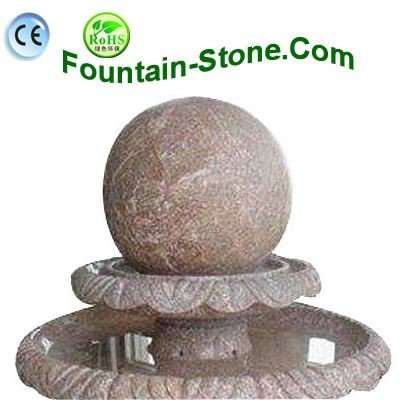 Polished 2 Tiered Red Marble Sphere Fountain With Bowls Exporter