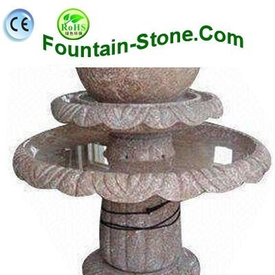 Polished 2 Tiered Red Marble Sphere Fountain With Bowls Exporter