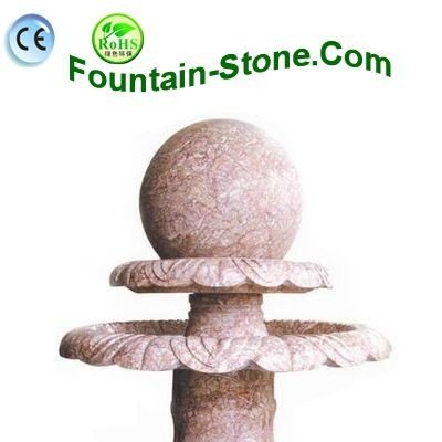 Chinese 2 Tiered Red Marble Fountain With Floating Ball For Outdoor