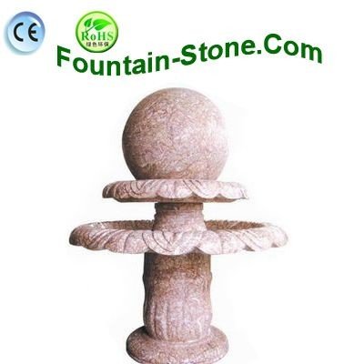 Chinese 2 Tiered Red Marble Fountain With Floating Ball For Outdoor