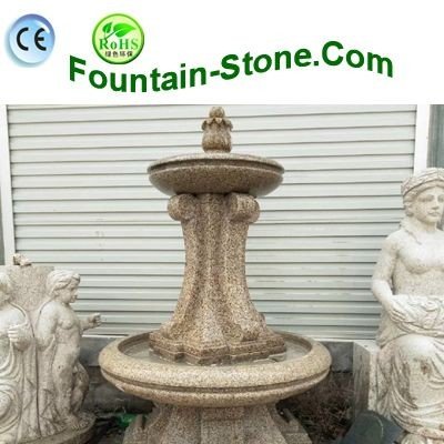 Chinese Yellow Rust Granite Water Fountain For The Garden, Plaza