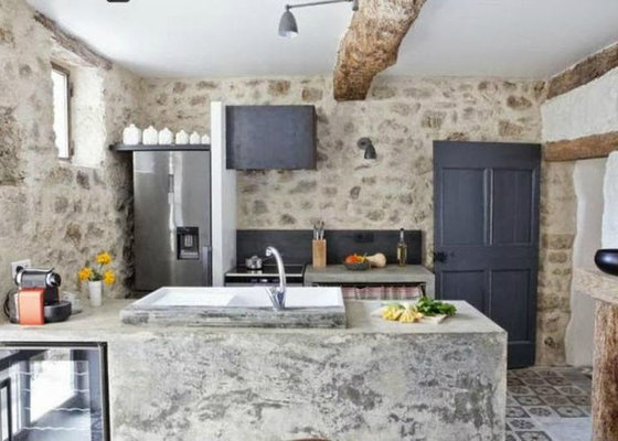 Borde prefabricado de piedra modificado para requisitos particulares de la isla de las encimeras de la cocina pulido