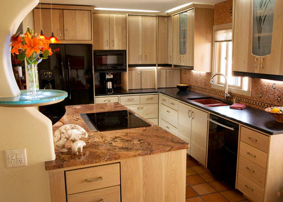 Antique Kitchen Natural Granite Countertops Cabinet