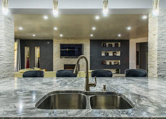 Natural Marble Polished Premade Kitchen Countertops 96"X26" With Cabinet