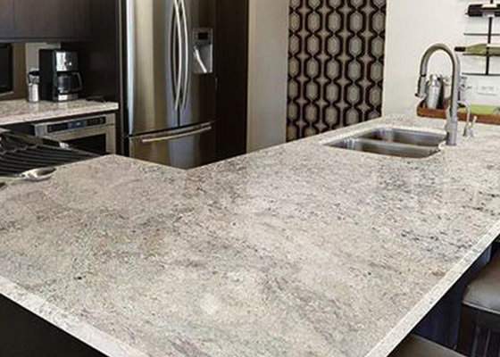White Marble Granite Kitchen Worktops Brown Stripes With Sink 