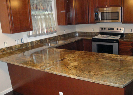 White Marble Granite Kitchen Worktops Brown Stripes With Sink 