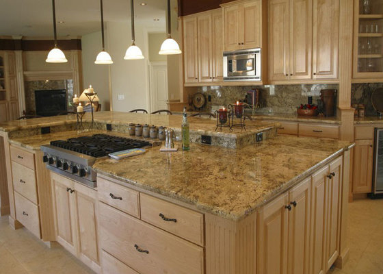 Modern Luxury Polish / Honed Marble Kitchen Countertops With Ceramic Sink