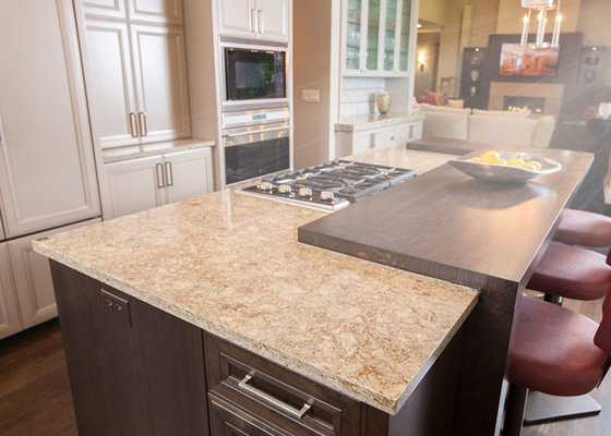 Kombinierte u-Form-Marmor-Stein Countertops/zogen Granit Worktop ab