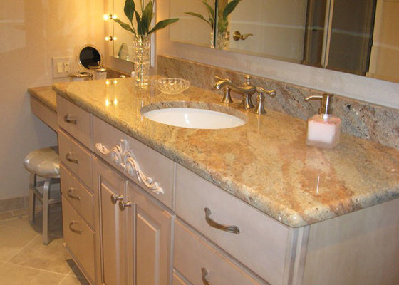 Indoor Stone Bath Vanity Tops Single Cut Out Polished Marble Vanity Countertops