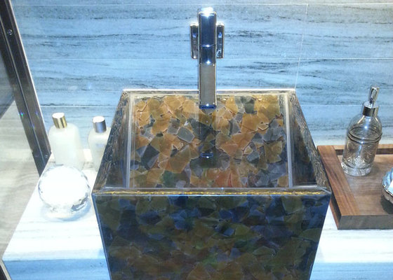 El fregadero de la encimera de la piedra del jade del lavabo del baño/la vanidad del cuarto de baño de Montary remata