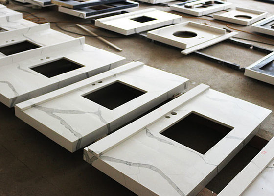 La vanidad prefabricada de mármol de Carrara remata 61 x 22 solos fregaderos dobles