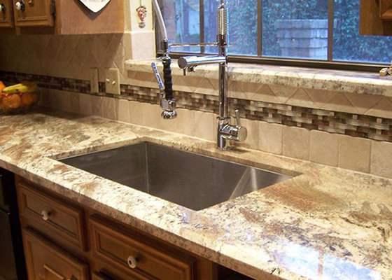 Gardenia White Stone Vanity Countertops For Restaurant , Granite Bathroom Countertops